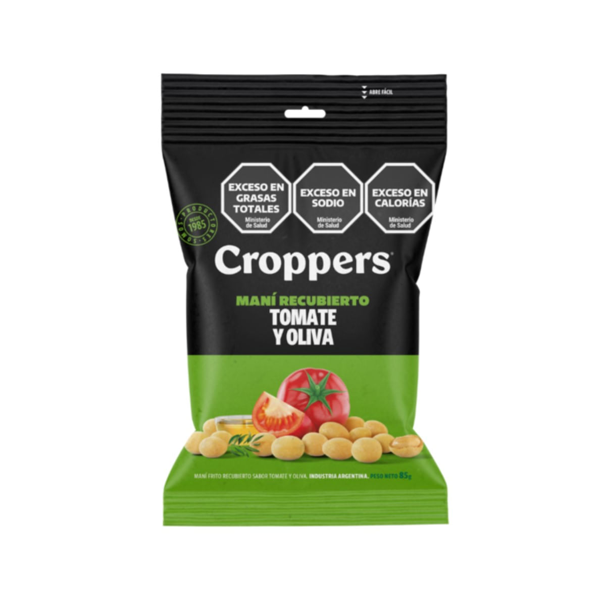 Maní Croppers Crocante Sabor Tomate y Oliva 85g