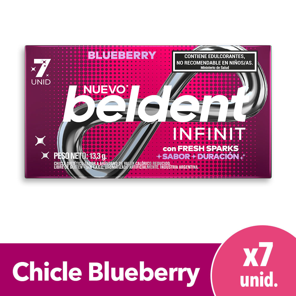 Chicles Beldent Infinit Blueberry x 7u